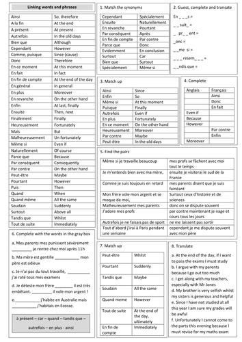GCSE revision quickie - Linking words and phrases | Teaching Resources