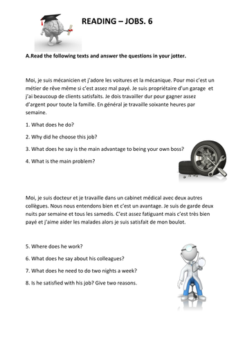 Jobs and work: reading comprehension. | Teaching Resources