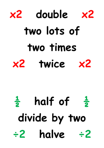 Double & half - poster of vocabulary | Teaching Resources