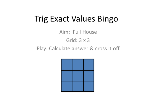 Exact trig values and plotting trig graphs by annah03 - Teaching ... Exact trig values and plotting trig graphs by annah03 - Teaching ...