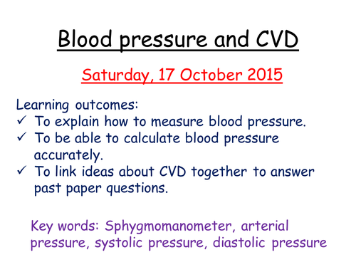 Blood pressure and CVD | Teaching Resources