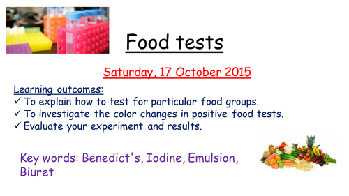 Food tests | Teaching Resources