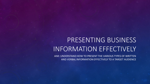 Presenting Business Information Effectively | Teaching Resources
