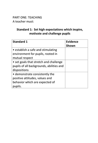 Example evidence for teaching standards & bullets by MGBlanchard ...