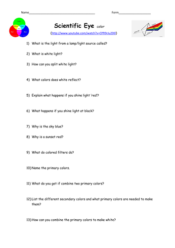 Scientific Eye color question sheet | Teaching Resources