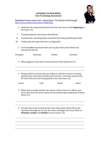 Film music listening task | Teaching Resources