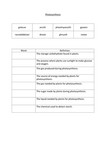 Photosynthesis Lesson 1 HT | Teaching Resources