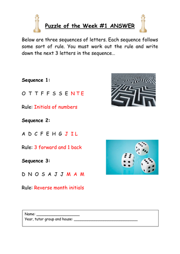 Puzzle of the Week | Teaching Resources