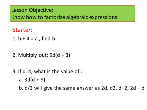 Factorisation | Teaching Resources