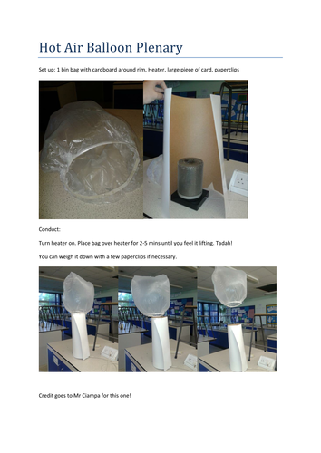 How to make a hot air balloon in the lab demo | Teaching Resources