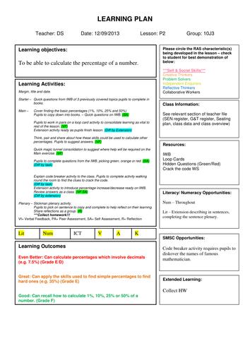 Finding Percentages of Amounts | Teaching Resources
