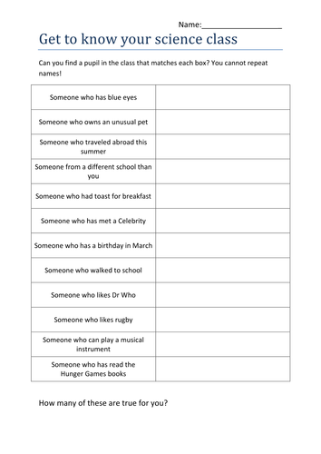 People Bingo Getting to know your class | Teaching Resources