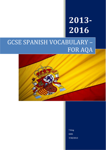 AQA GCSE Spanish Vocabulary Booklet | Teaching Resources AQA GCSE Spanish Vocabulary Booklet | Teaching Resources