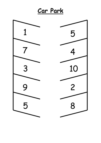 Recognize numerals 1 to 10 Car Park | Teaching Resources