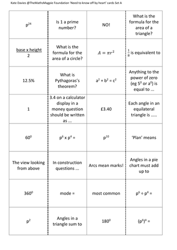GCSE Foundation Math Need to Know Loop Cards | Teaching Resources