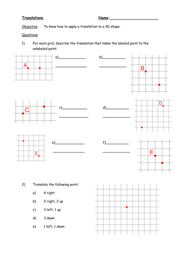 Translations Booklet/Worksheet | Teaching Resources
