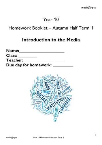 KS4 Homework Booklet Autumn Term 1 | Teaching Resources