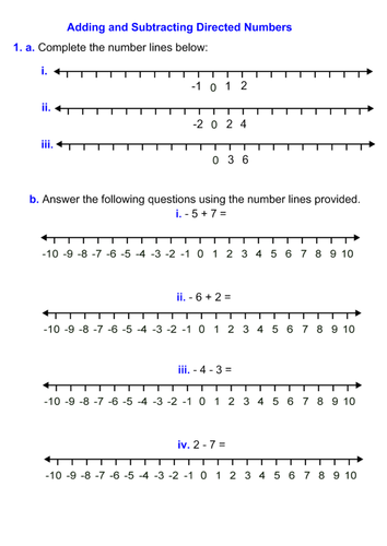 Directed Numbers Addition and Subtraction+answers by hassan2008 ... Directed Numbers Addition and Subtraction+answers by hassan2008 ...