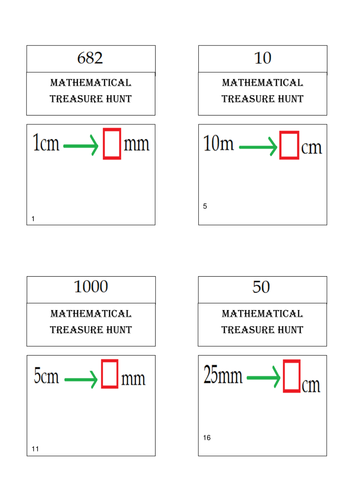 Converting Metric Units Treasure Hunt | Teaching Resources