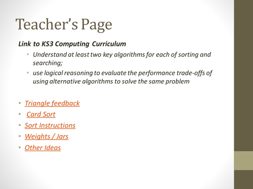 KS3 Computing Sorting Algorithms | Teaching Resources KS3 Computing Sorting Algorithms | Teaching Resources