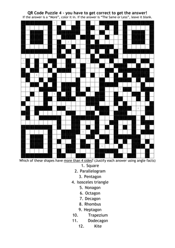QR Code Puzzle 4 - 2D Shapes | Teaching Resources