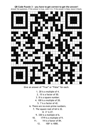 QR Code Puzzle 3 - Number Facts | Teaching Resources