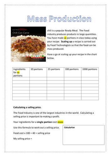 Production Planning Sheet by Rebecky136 - Teaching Resources - TES
