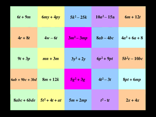 Factorizing Expressions - Catchphrase | Teaching Resources Factorizing Expressions - Catchphrase | Teaching Resources