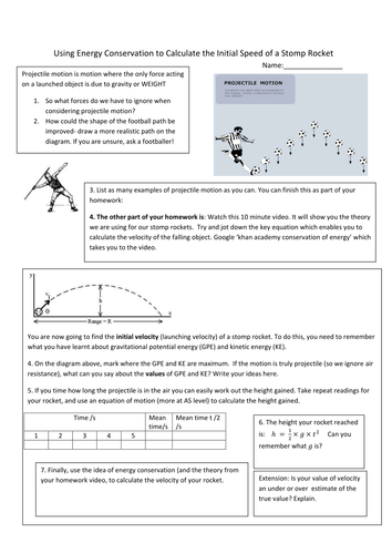 Energy Conservation and Projectile Motion | Teaching Resources Energy Conservation and Projectile Motion | Teaching Resources