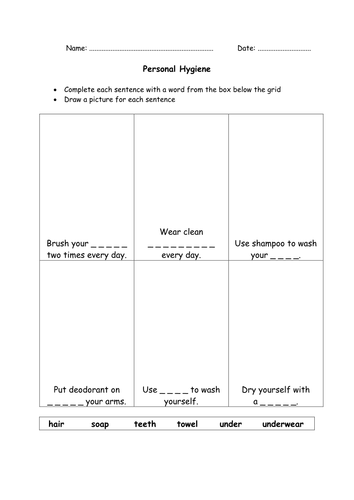 Personal hygiene products | Teaching Resources