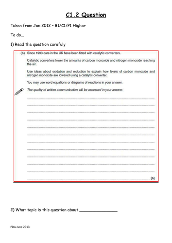 C1 OCR Air quality 6 mark question practice | Teaching Resources