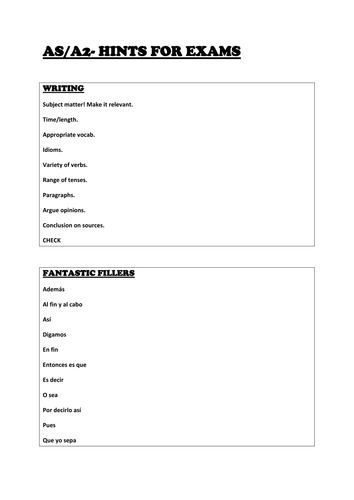 AS hints for exams | Teaching Resources