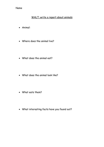 Questions for a report | Teaching Resources