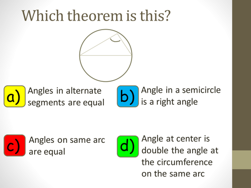 Circle theorems - flash card quiz by - UK Teaching Resources - TES