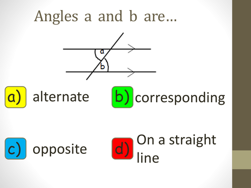 Parallel Lines And Angle Facts Quiz By Madalien Teaching Resources Tes