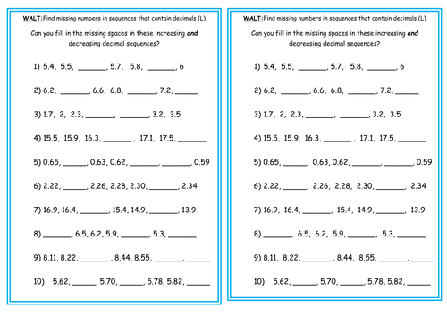 Number Sequencing - Calculating Missing Numbers by jade_lfc23 ...