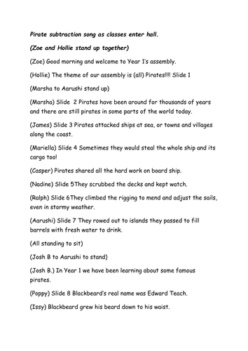 Pirate class assembly pack by - UK Teaching Resources - TES