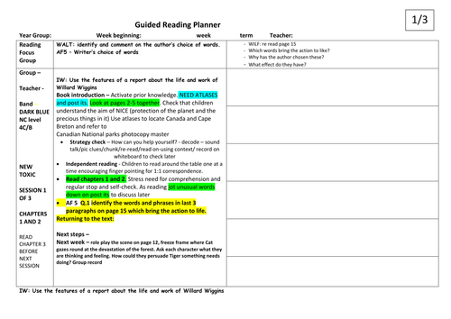 Project X guided reading TOXIC 4c to 4b | Teaching Resources
