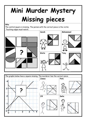 Mini murder mystery. Missing Pieces. Shapes | Teaching Resources