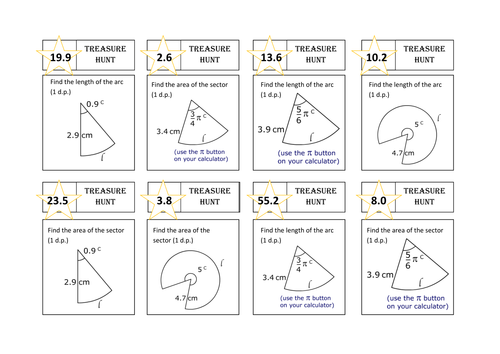 arcs and sectors treasure hunt | Teaching Resources