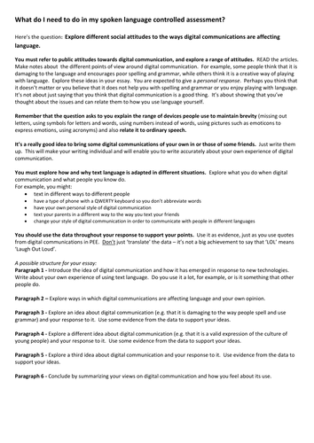 Spoken Language AQA 2013 Booklet by - UK Teaching Resources - TES