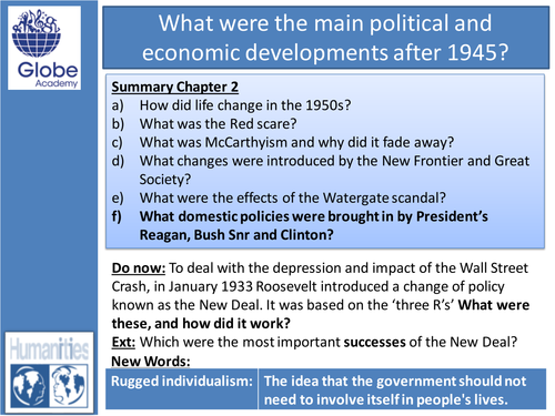 Regan, Bush and Clinton's Domestic Policies | Teaching Resources