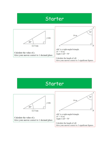 Trigonometry - Missing Angles Grade B Level 8 by whidds - Teaching ...