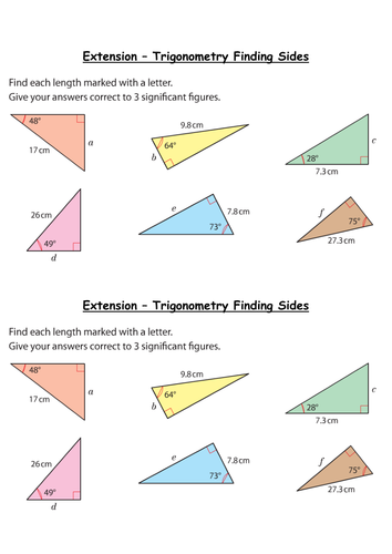 Trigonometry - Missing Angles Grade B Level 8 by whidds - Teaching ...
