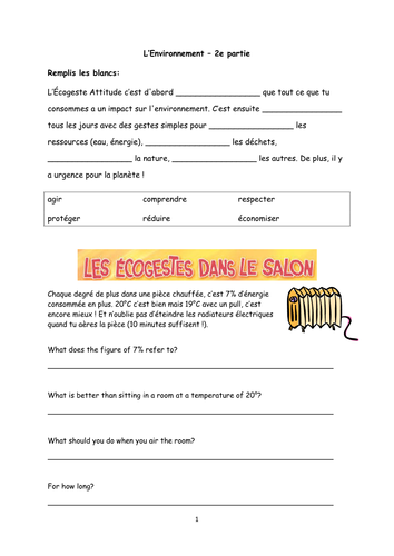 KS4 French - Environment lesson 2 | Teaching Resources