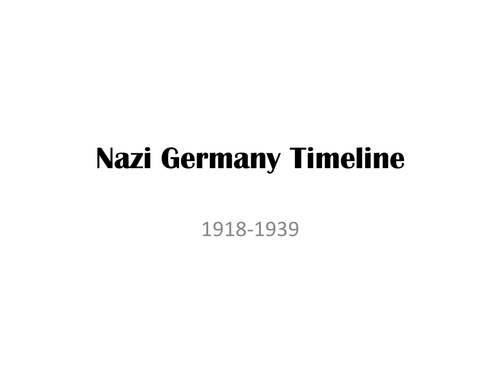 Nazi Germany Timeline 1918-39 | Teaching Resources