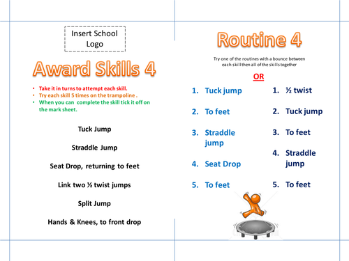 Trampoline award cards | Teaching Resources
