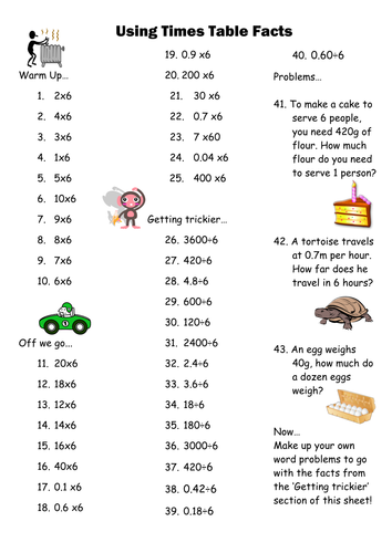 using-6-times-table-facts-teaching-resources