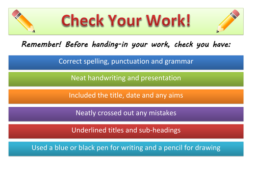 Check your Work! Poster: Presentation Checklist | Teaching Resources
