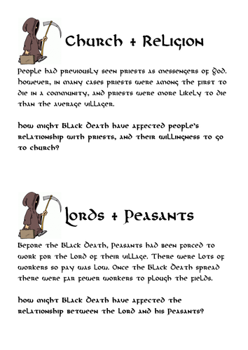 Black Death Consequence Prompt Cards | Teaching Resources